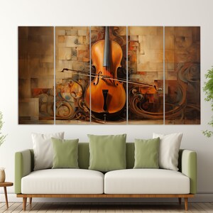 Abstract Cello Canvas Print in Retro Oil Painting Style, Cello Painting ...