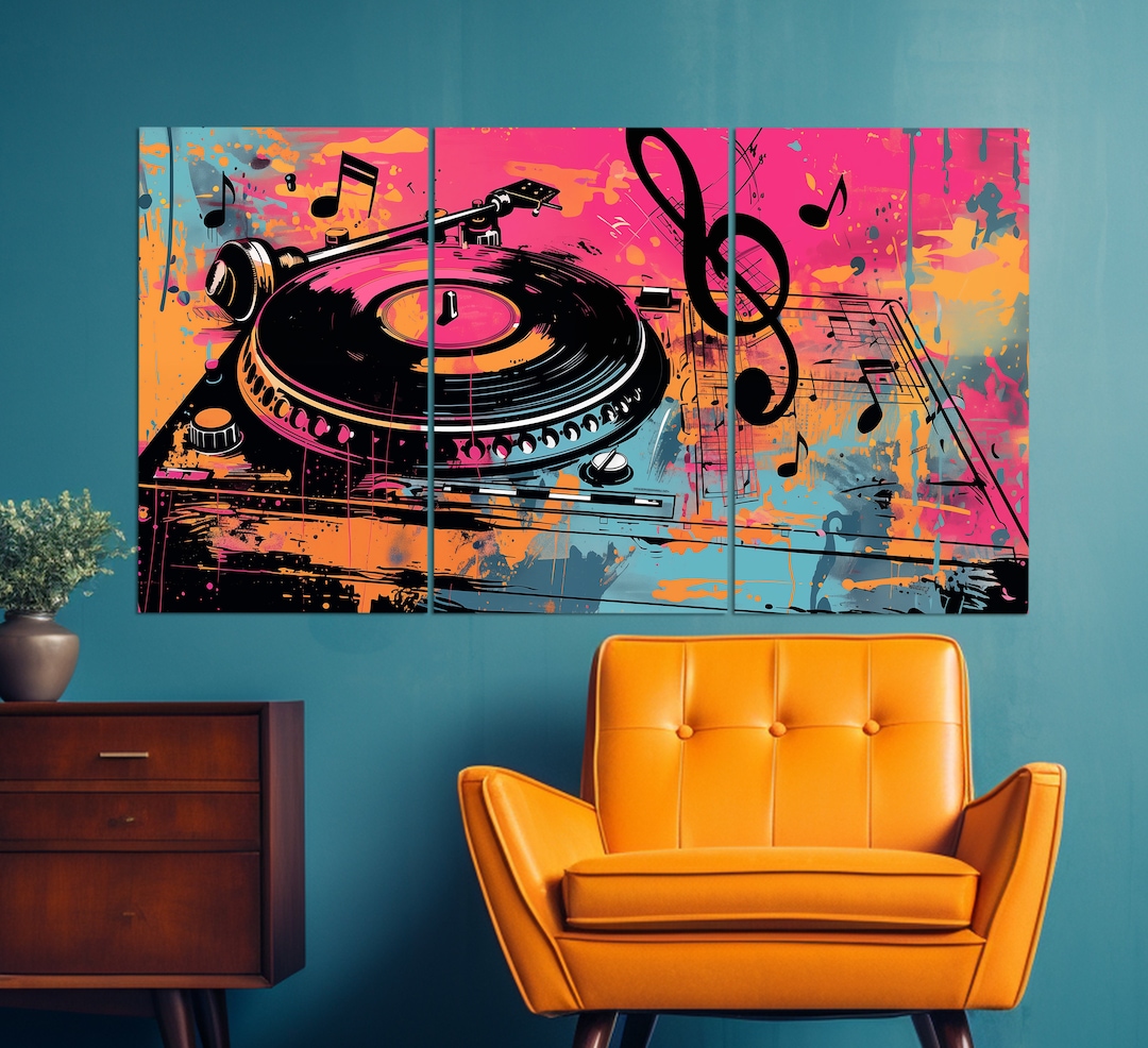 Gramophone Pop Art Canvas Print, Abstract Music Wall Art, Music Lover ...
