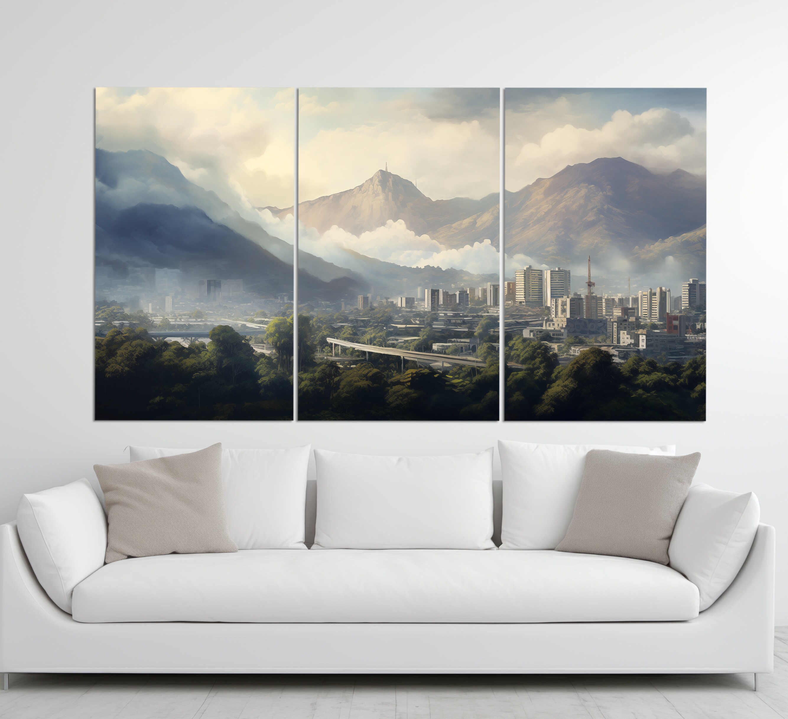 Caracas Canvas Print in a Mystical Painting Style, Abstract Caracas ...