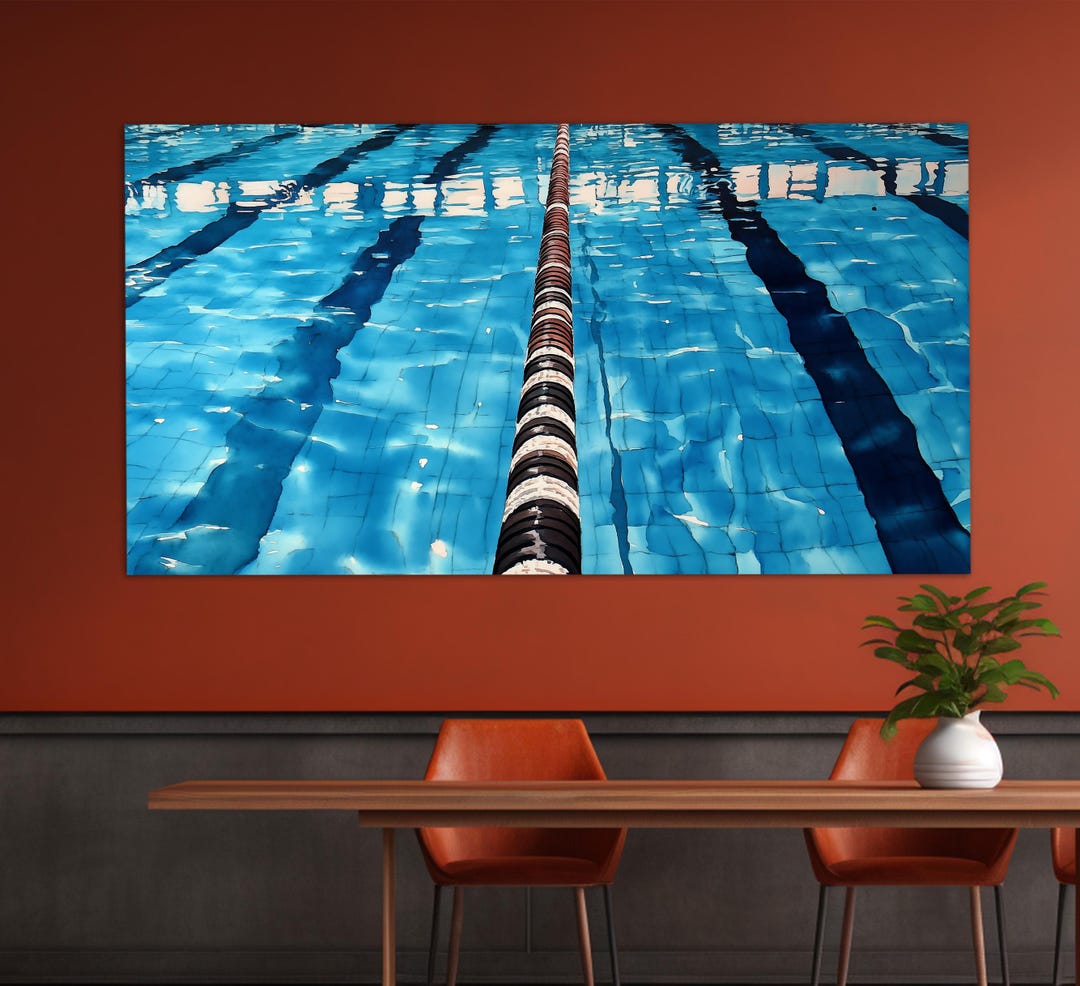 Swimming Pool Canvas Print, Swimming Wall Art, Swimmer Gift, Abstract ...