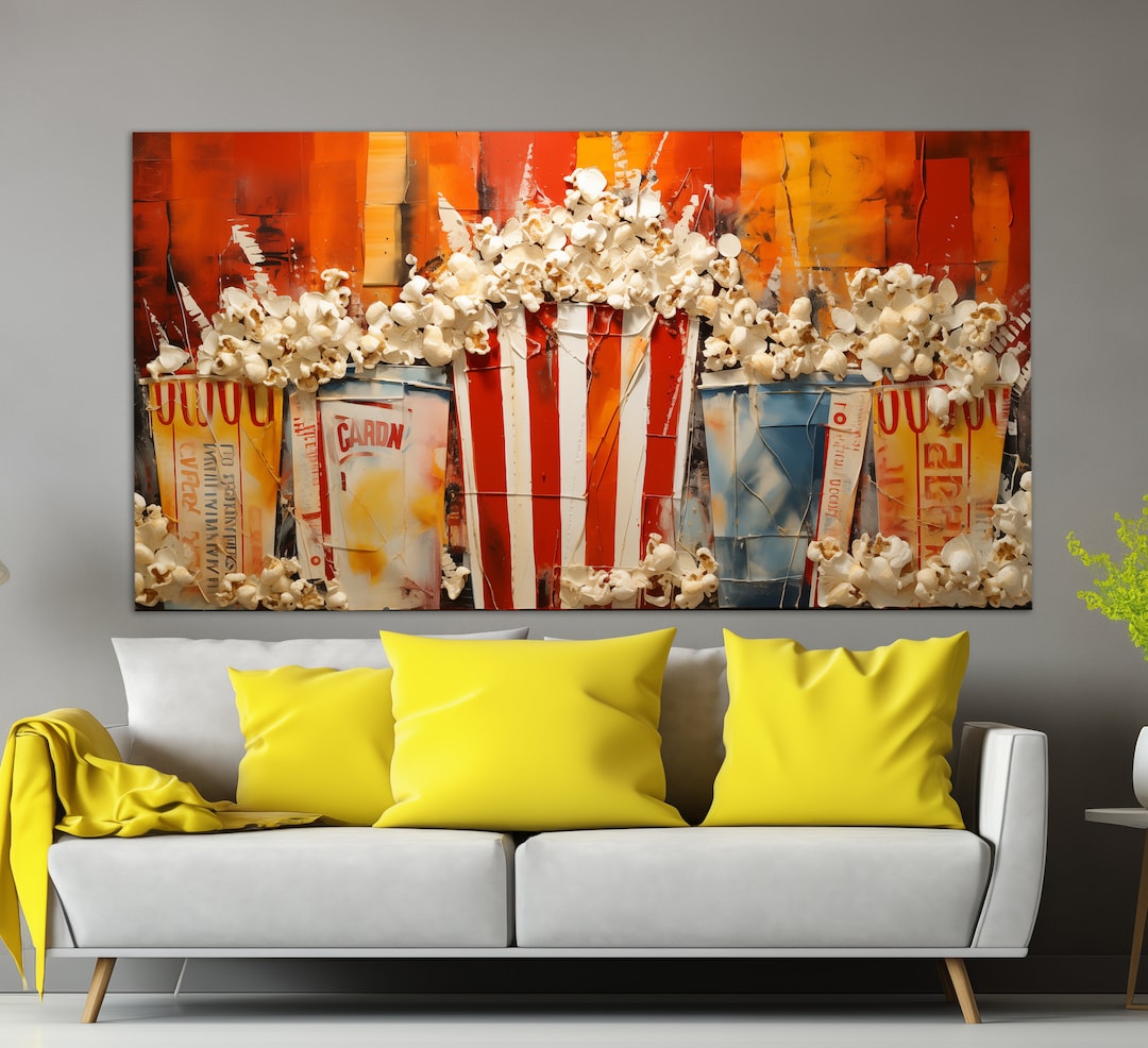 Popcorn Canvas Print in a Vintage Oil Painting Style, Vintage Movie ...