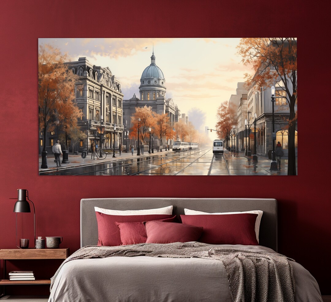 Abstract Montreal Downtown Canvas Print in an Oil Painting Style ...