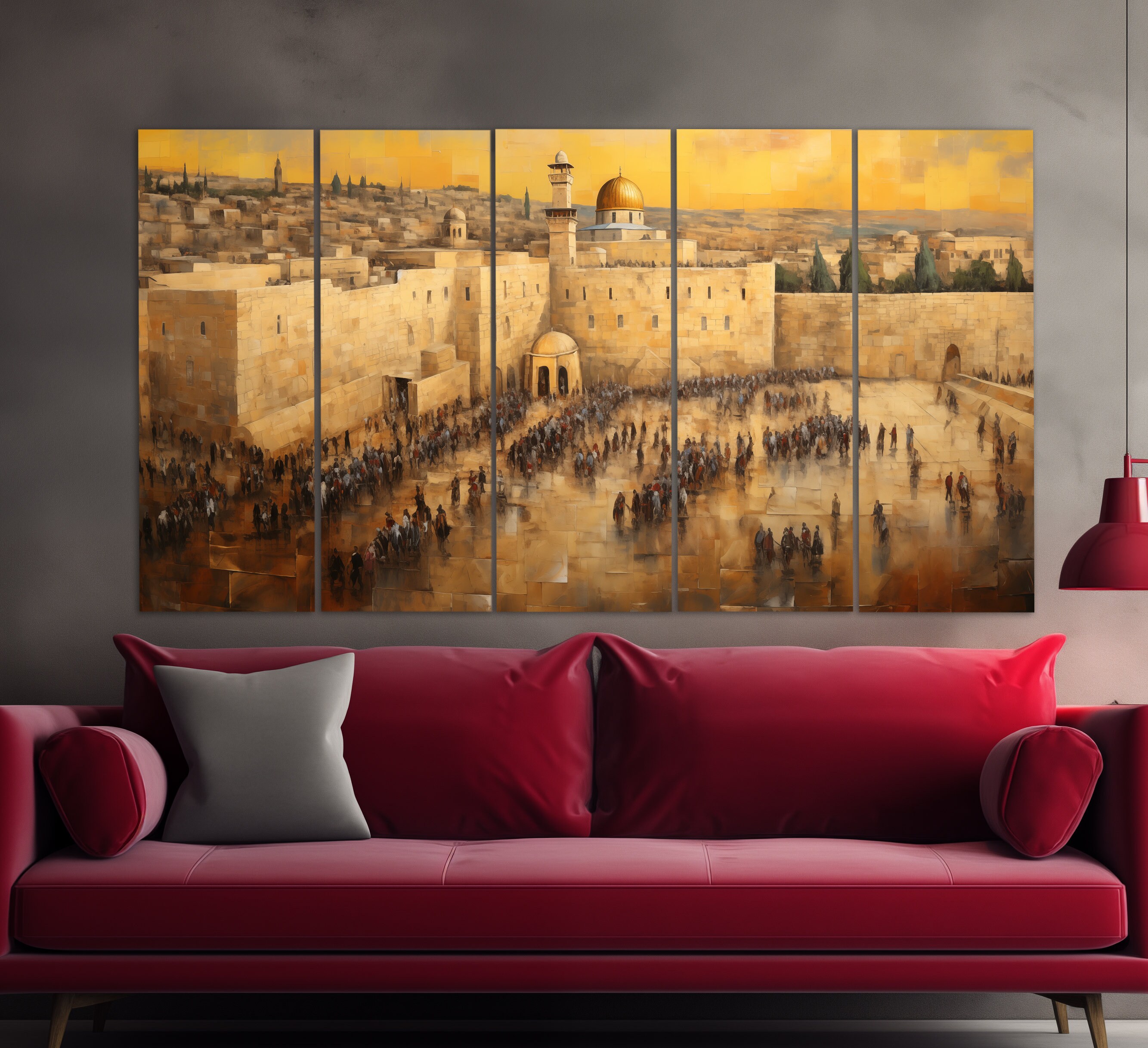 Jerusalem Canvas Print in a Vintage Oil Painting Style, Western Wall ...