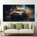 Vintage Police Car Canvas Print in an Oil Painting Style, Police Wall ...