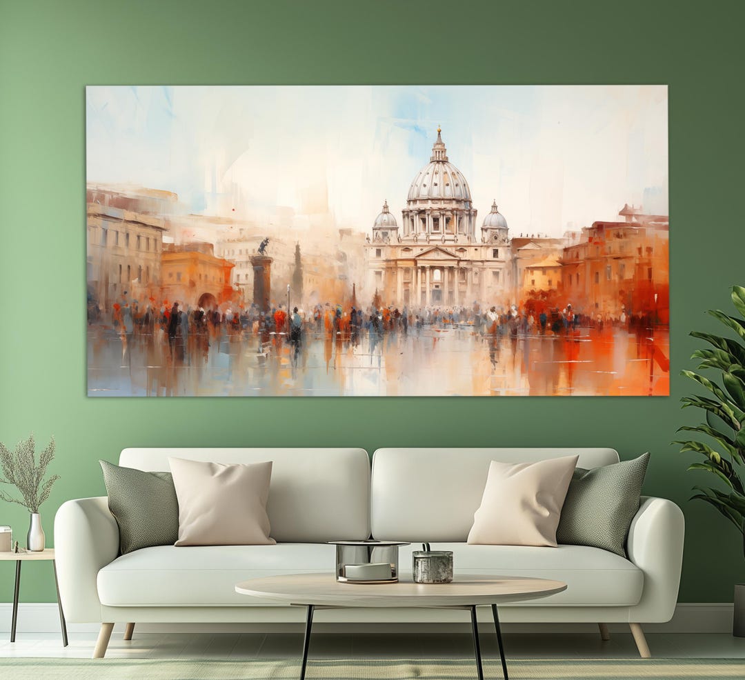 Rome Canvas Print in a Vintage Oil Painting Style, Abstract Rome Wall ...