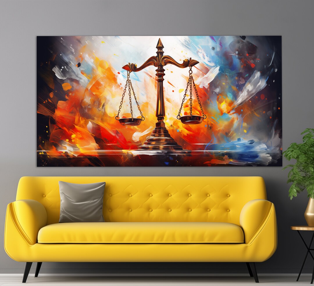 Scales of Justice Canvas Print in an Oil Painting Style, Justice Wall ...