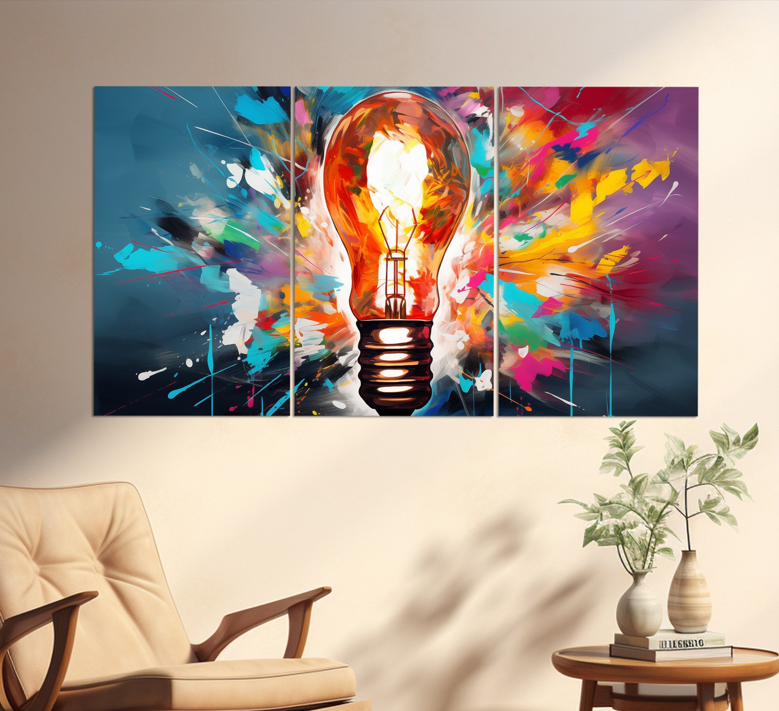 Abstract Bulb Canvas Print, Colorful Bulb Painting, Bulb Print ...