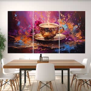 Coffee Wall Art, Abstract Cup of Coffee Canvas Print, Kitchen Poster ...