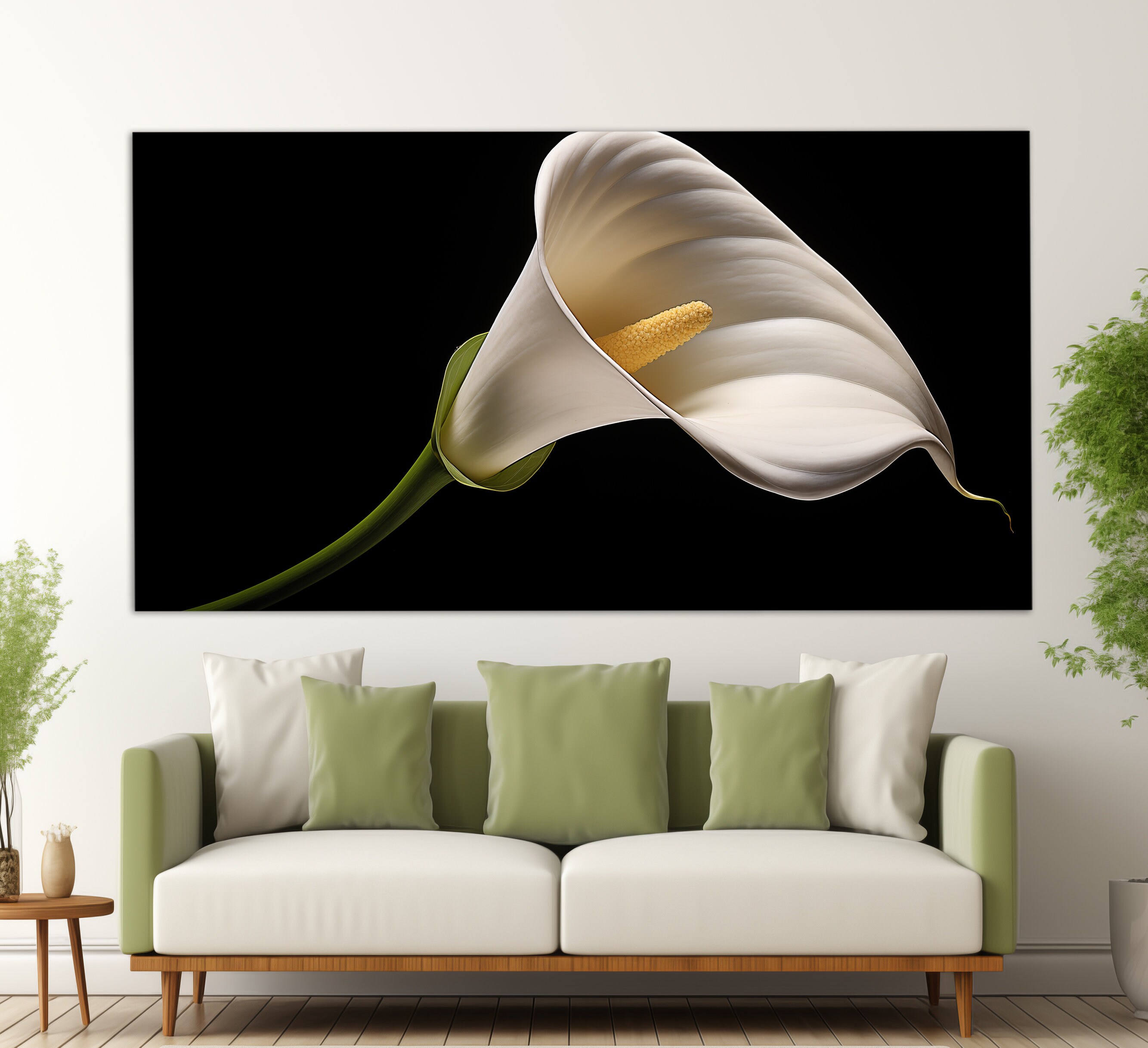 White Calla Lily Flower Canvas Print, Floral Wall Decor, Romantic Wall ...