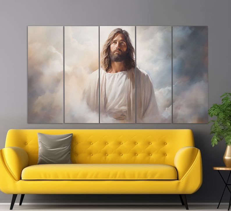 Jesus Christ Neutral Tones Canvas Print in a Vintage Oil Painting Style ...