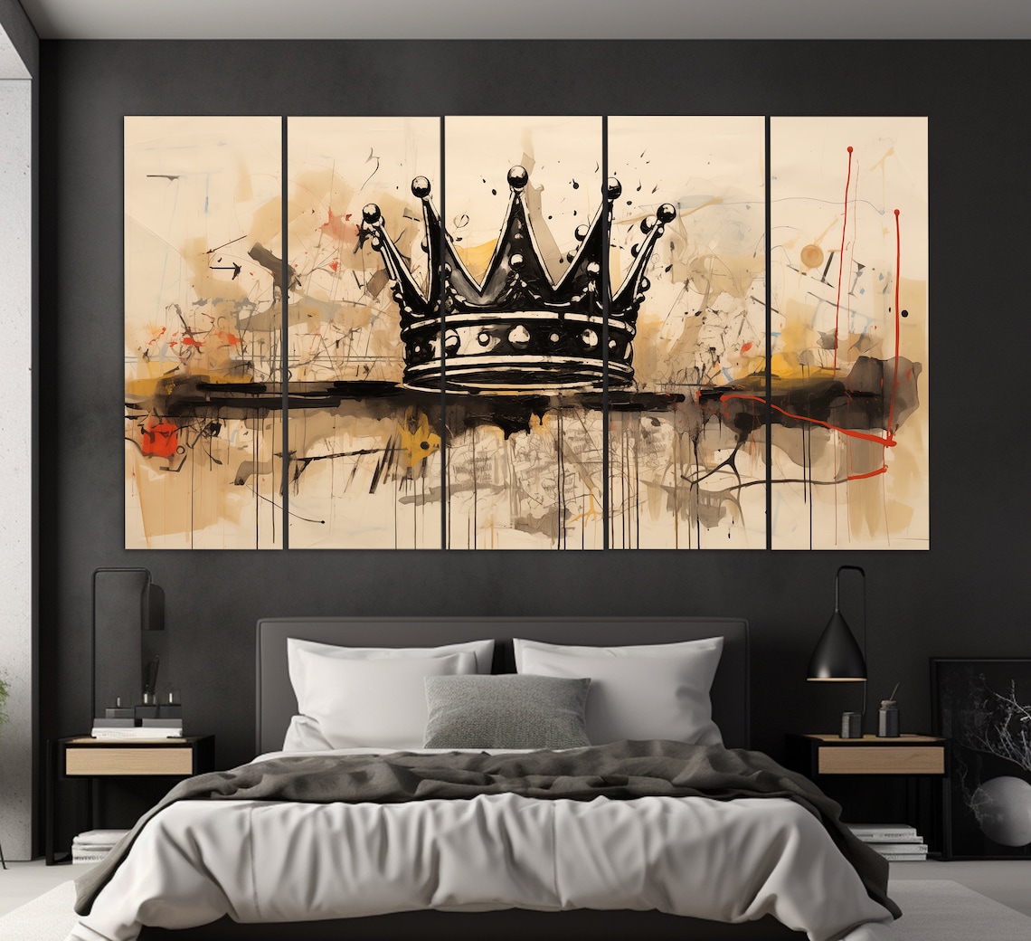 Abstract Crown Canvas Print in an Oil Painting Style, Crown Painting ...