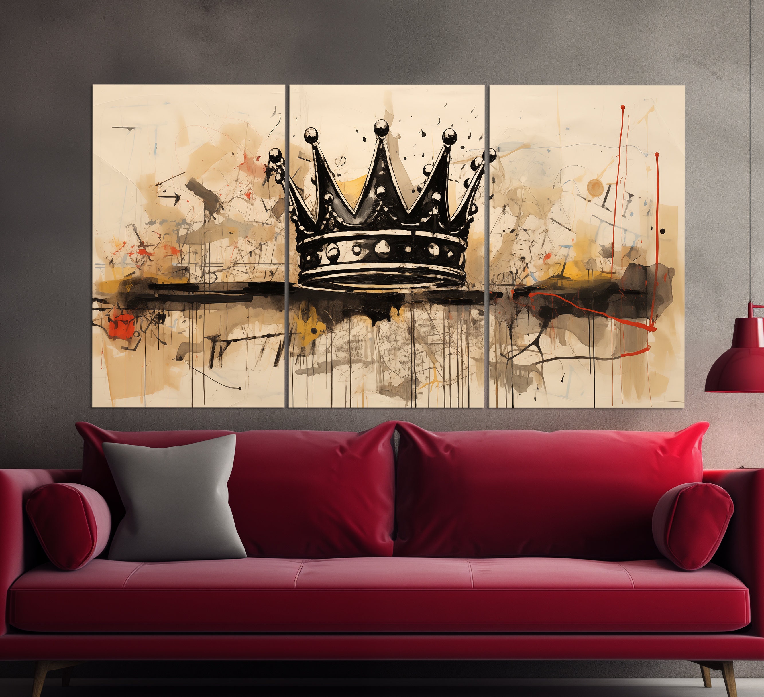 Abstract Crown Canvas Print in an Oil Painting Style, Crown Painting ...