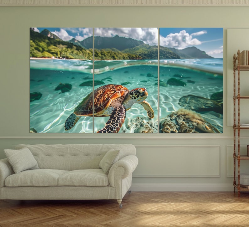 Sea Turtle Canvas Print, Sea Turtle Wall Art, Sea Turtle Painting ...