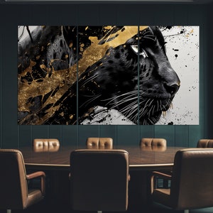 Black Panther Abstract Canvas Print, Panthers Wall Art, Luxury Interior ...