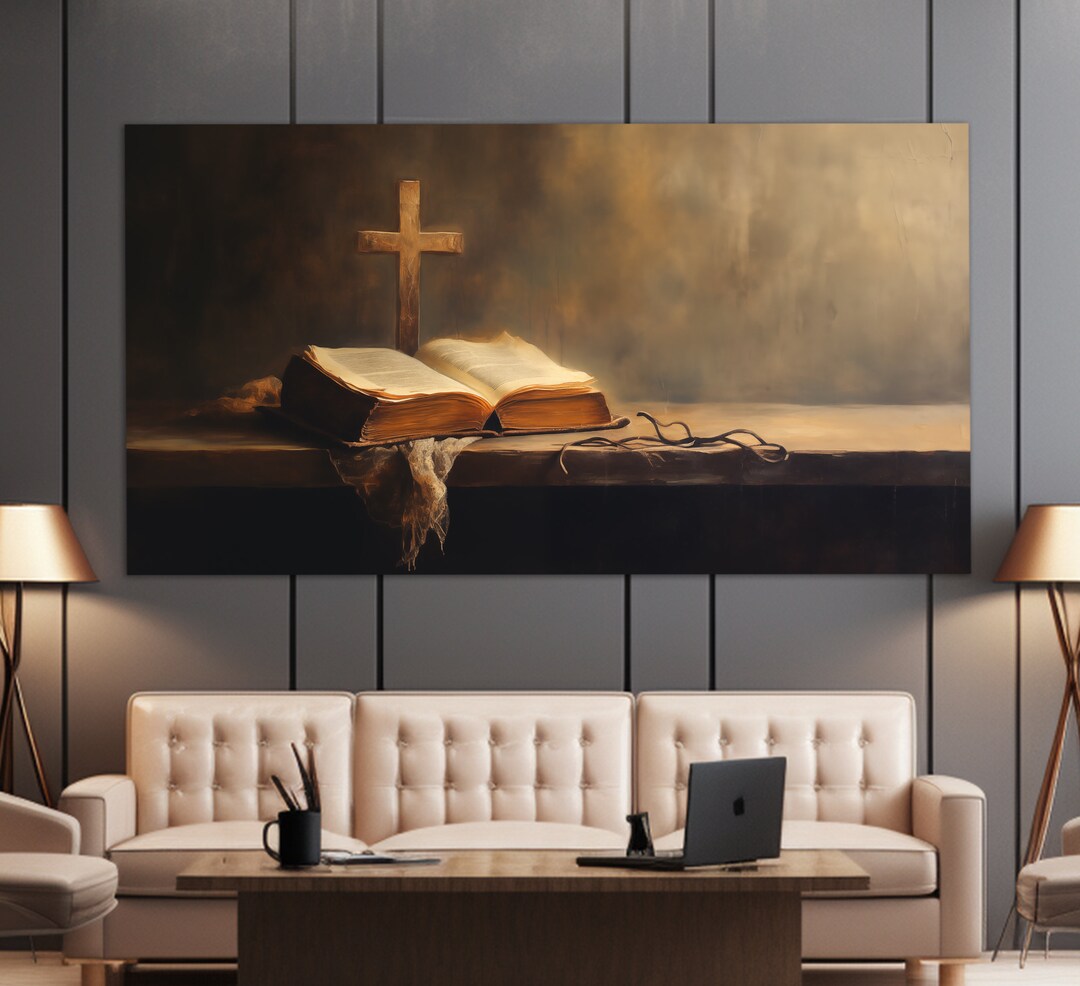 Holy Bible Canvas Print in a Vintage Oil Painting Style, Bible Wall Art ...