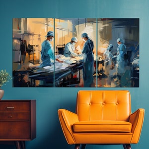 Surgery Wall Art, Operating Room Canvas Print in an Oil Painting Style ...