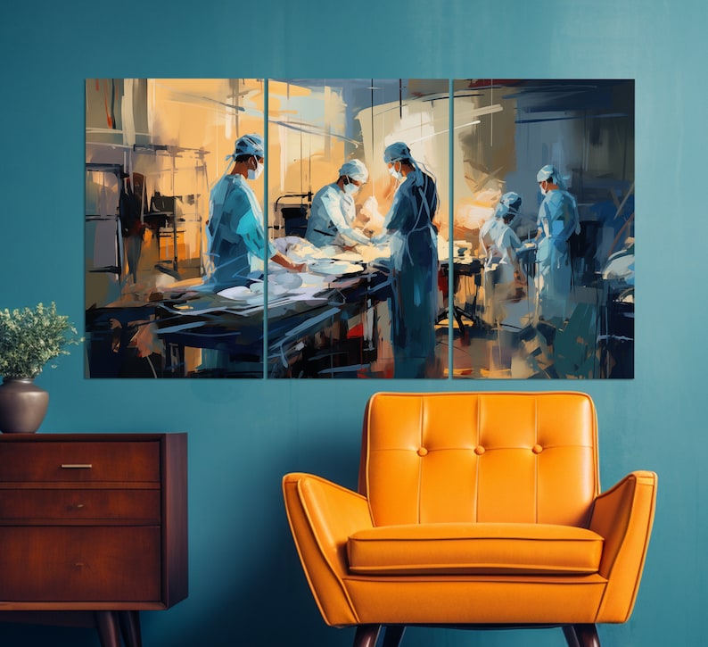Surgery Wall Art, Operating Room Canvas Print in an Oil Painting Style ...