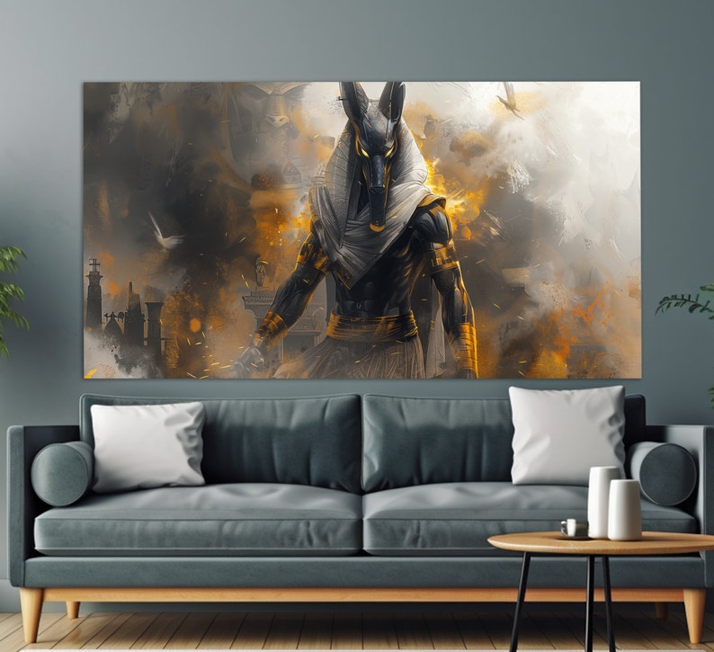 Anubis Wall Art, Egyptian God Canvas Print, Anubis Poster, Anubis Painting, Inpu Canvas Print ...