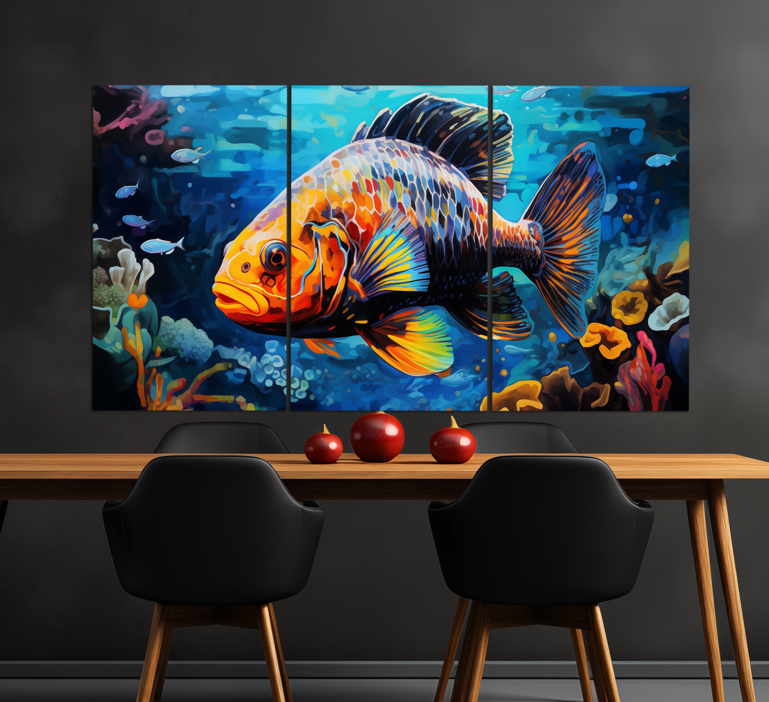 Abstract Fish Canvas Print, Underwater Wall Art, Fisherman Gift ...
