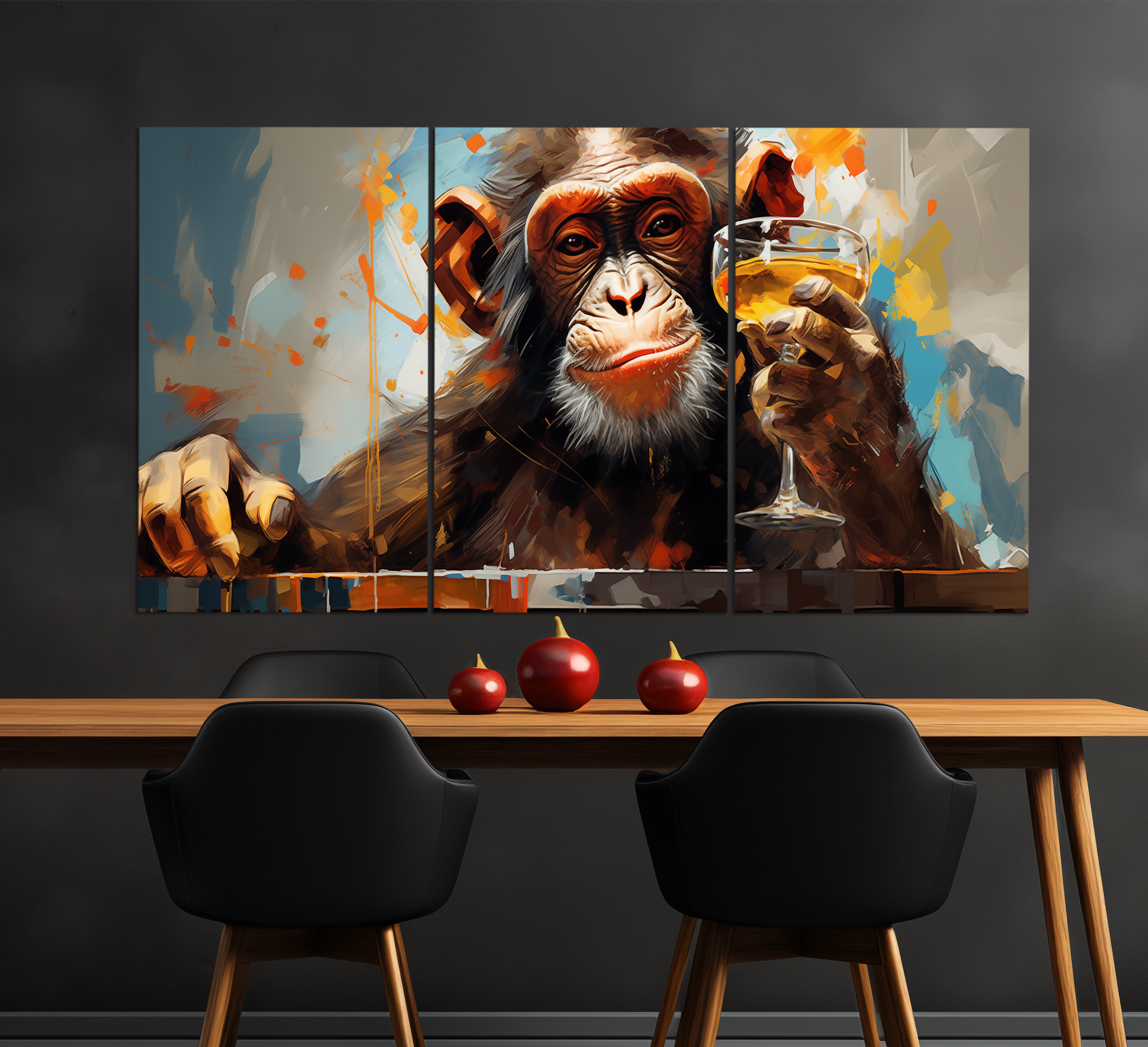 Monkey With Cocktail, Abstract Bar Canvas Print, Funny Cocktail Bar ...