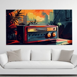 Retro Radio Canvas Print, Vintage Radio Wall Art, Radio Painting, Pop ...