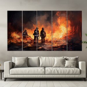 Firefighting Canvas Print, Firefighter Gift, Fire Painting, Fire Wall ...