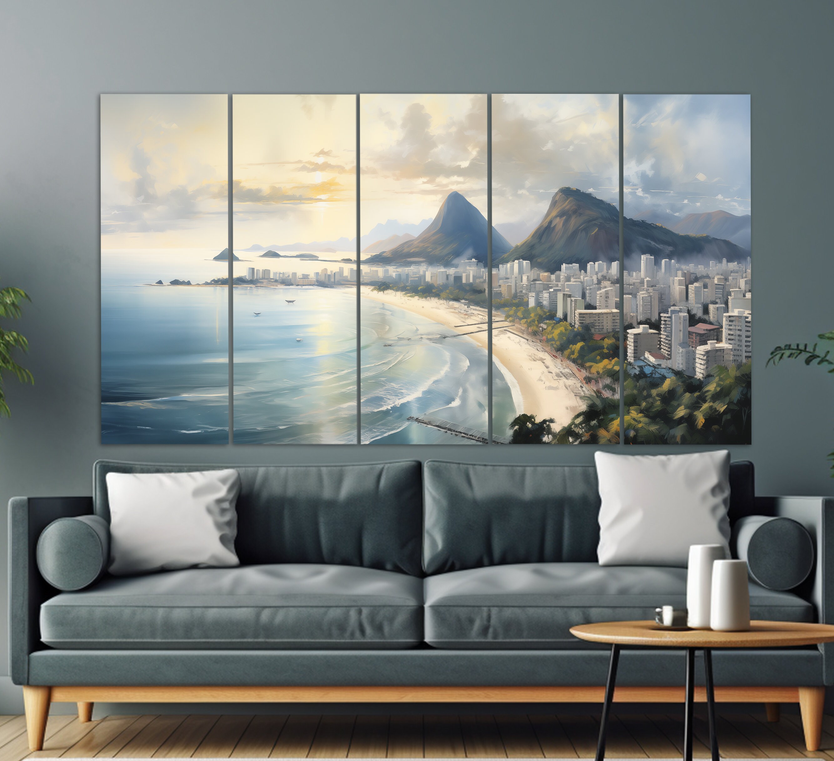 Rio De Janeiro Skyline Canvas Print, Neutral Colors Rio Painting ...