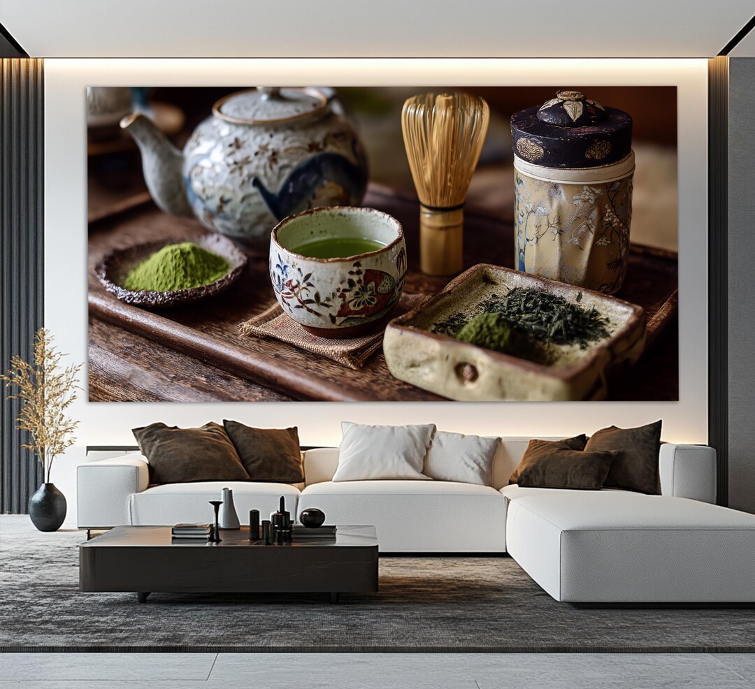 Tea Ceremony Canvas Print, Green Tea Wall Art, Kitchen Wall Decor - Etsy
