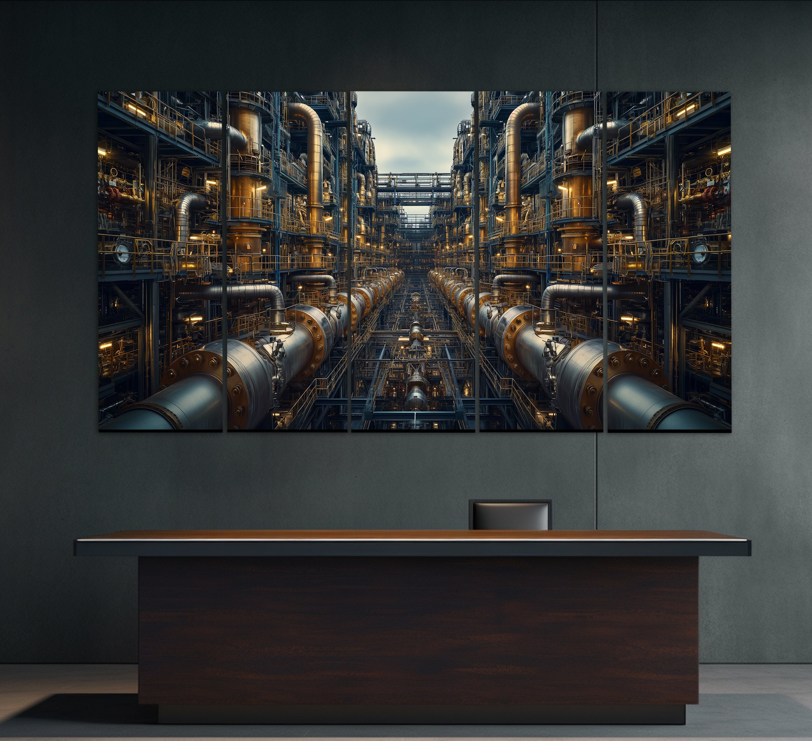 Industrial Wall Decor, Abstract Factory Canvas Print, Large Plant ...