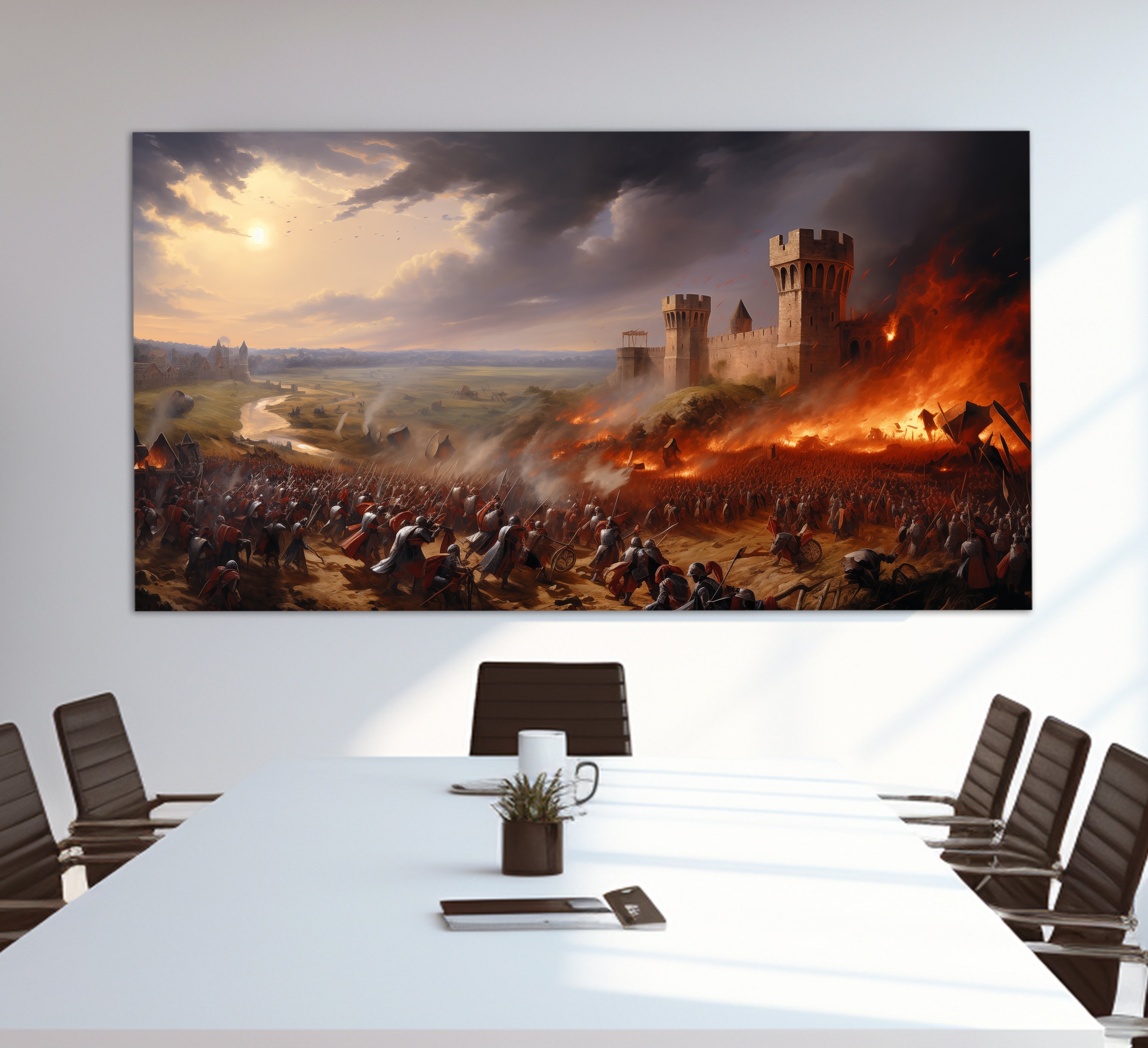Battle of Ardres Abstract Canvas Print in a Vintage Oil Painting Style ...