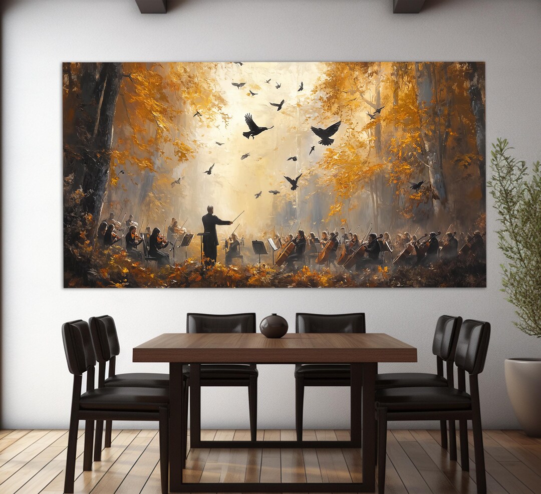 Symphony Orchestra in Golden Autumn Forest Canvas Print in Oil Painting ...