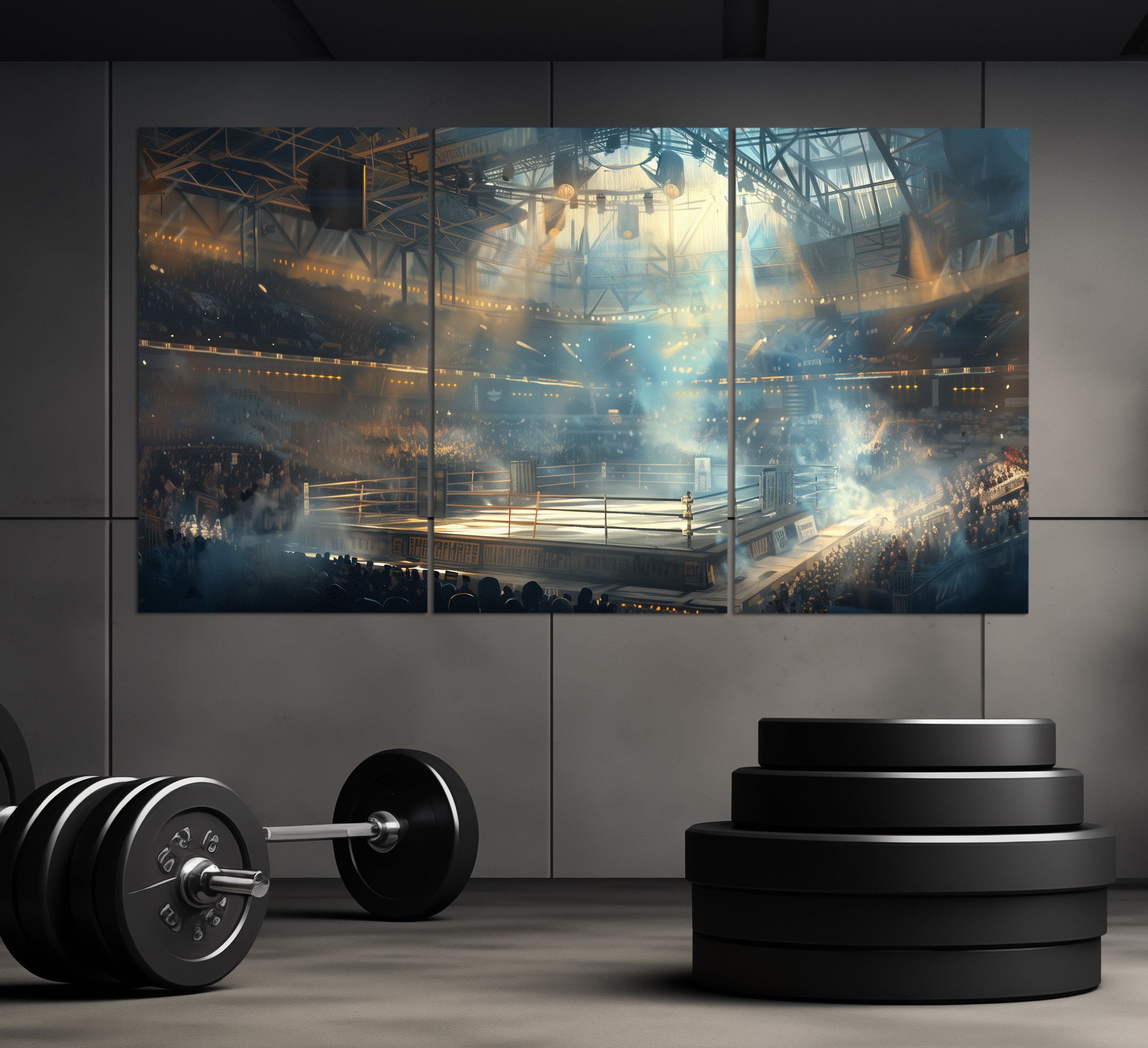 Large Boxing Arena Canvas Print, Boxing Ring Painting, Gym Wall Decor ...