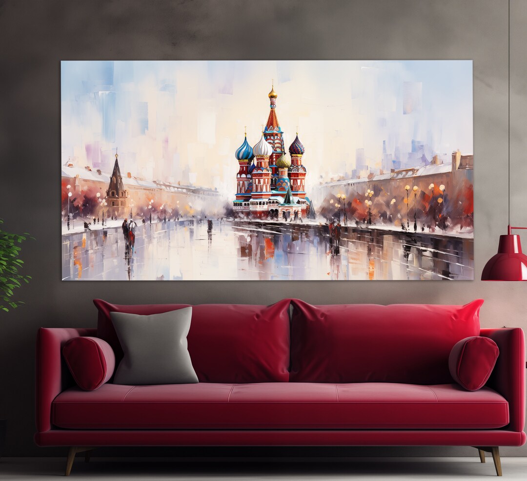 Moscow Canvas Print in a Vintage Oil Painting Style, Abstract Moscow ...