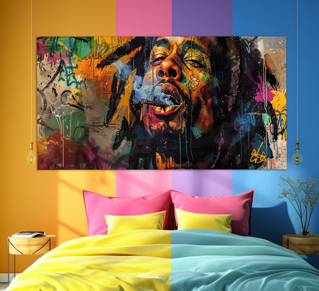 Abstract Smoking Hippie Canvas Print in a Pop Art Graffiti Style ...