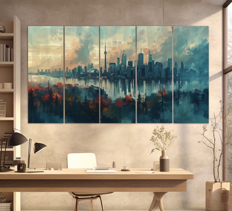 Mystical Toronto Canvas Print in a Vintage Oil Painting Style, Canadian ...