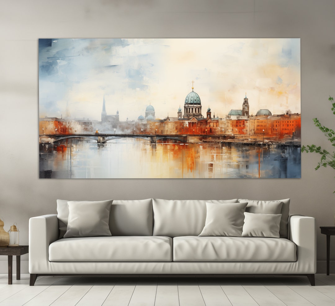 Berlin Canvas Print in a Vintage Oil Painting Style, Abstract Berlin ...