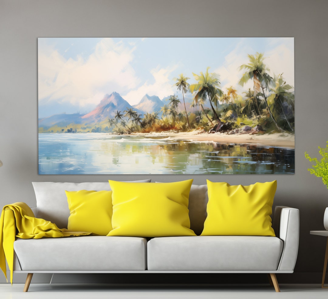 Neutral Colors Fiji Beach Canvas Print, Fiji Wall Art, Fiji Beach Oil ...
