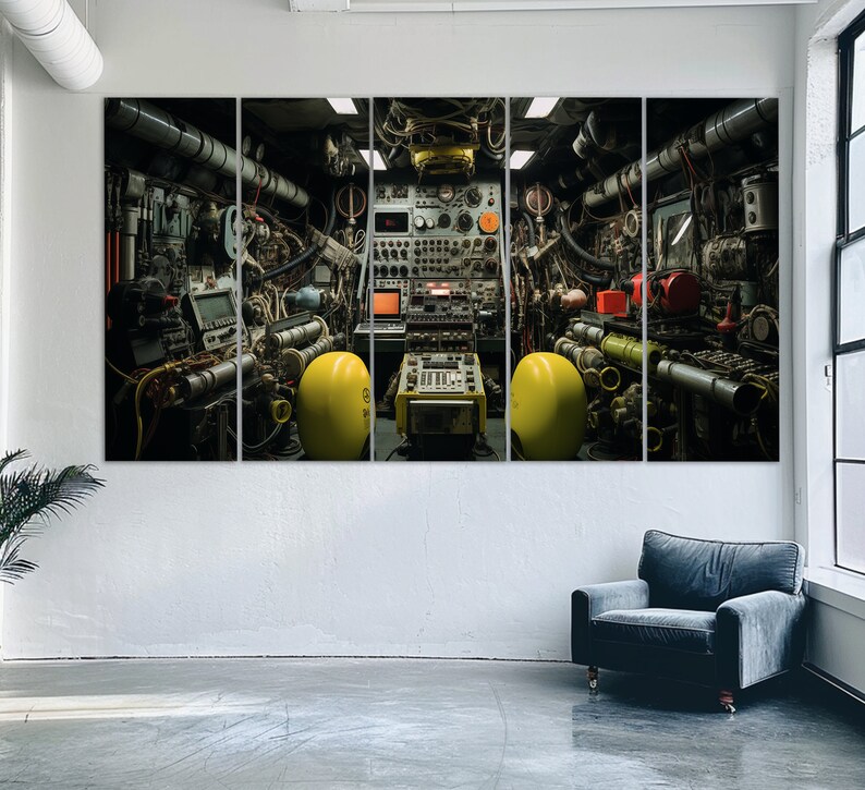 Abstract Submarine Interior Canvas Print, Military Wall Art, Submariner ...