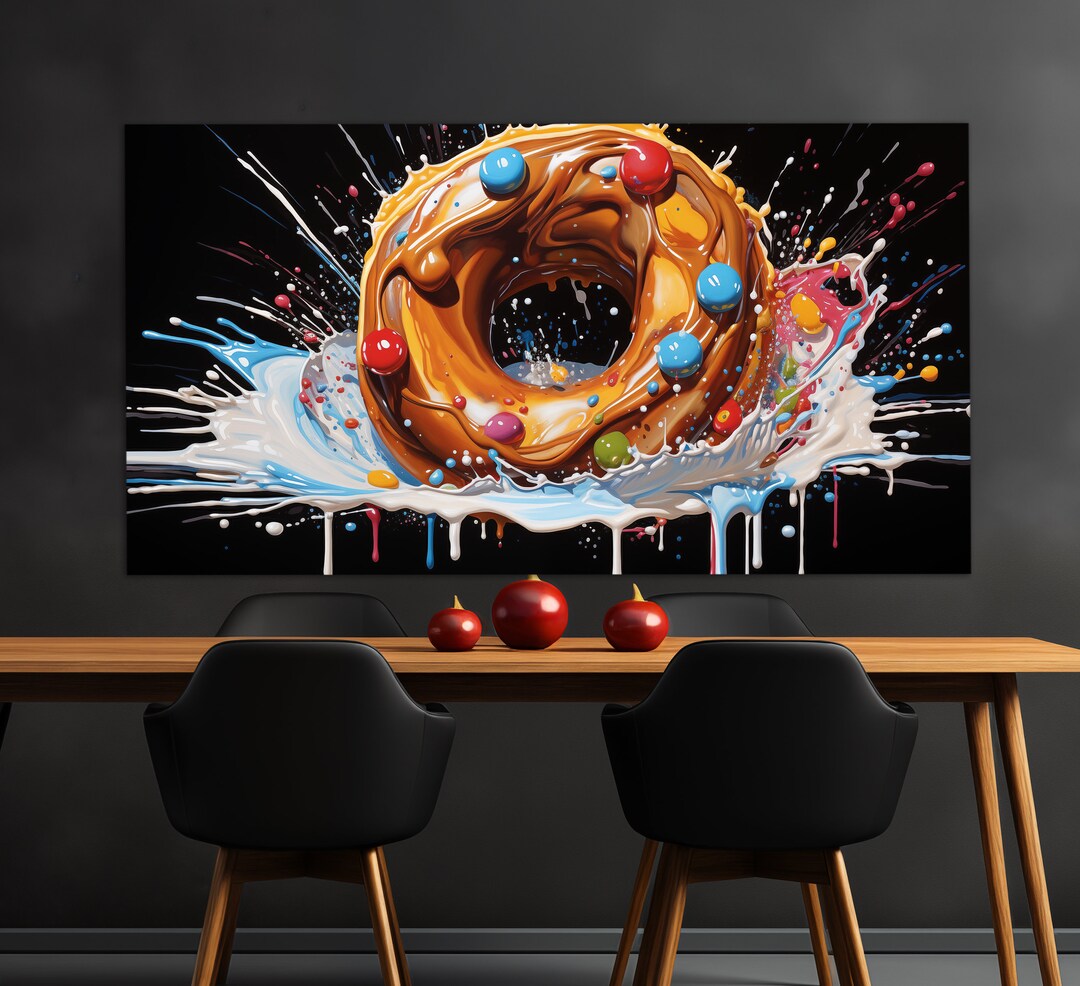 Abstract Doughnut Canvas Print, Donut Painting, Sweet Shop Wall Decor ...