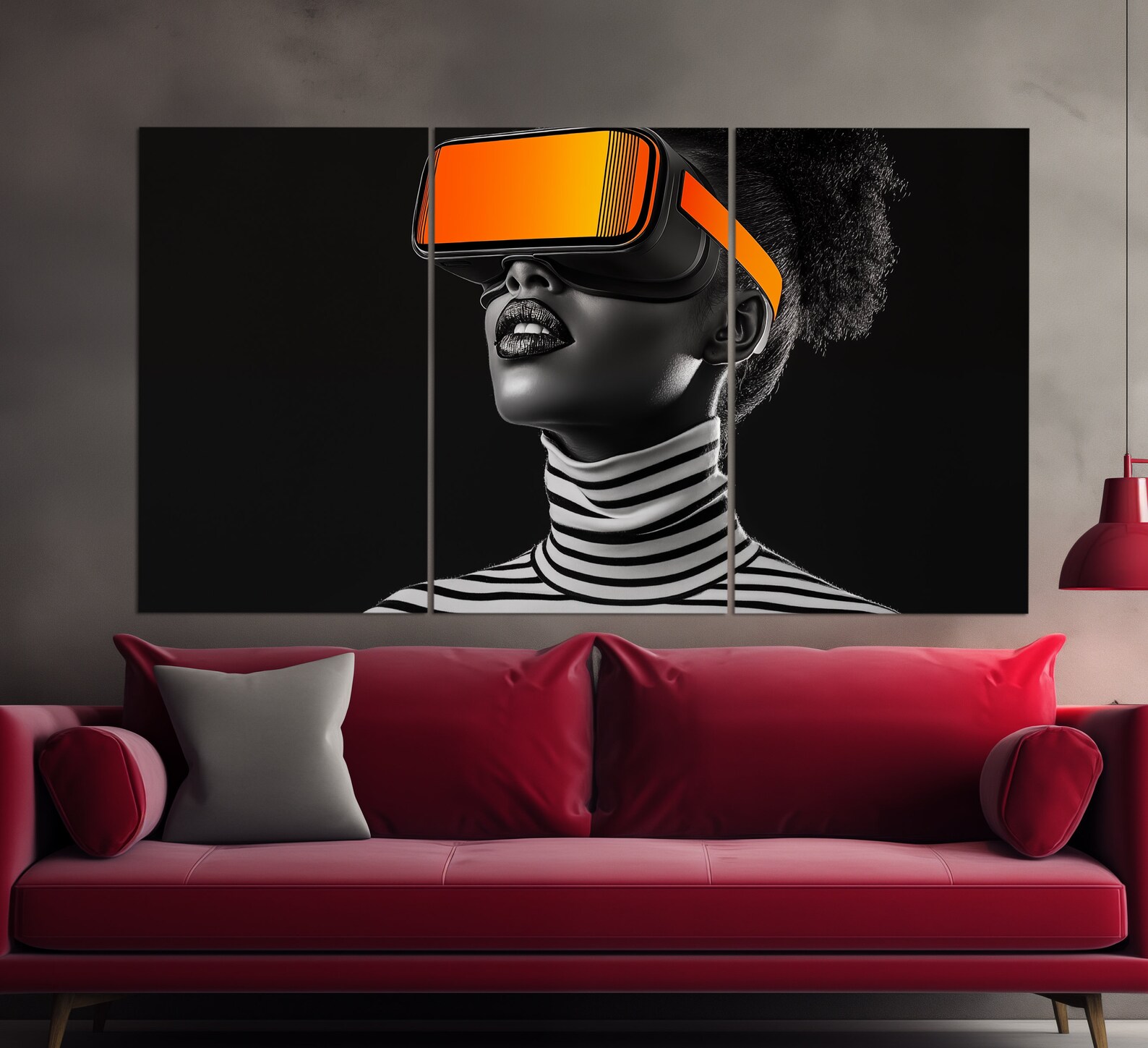 African Girl in VR Glasses Abstract Canvas Print, Virtual Reality Wall ...