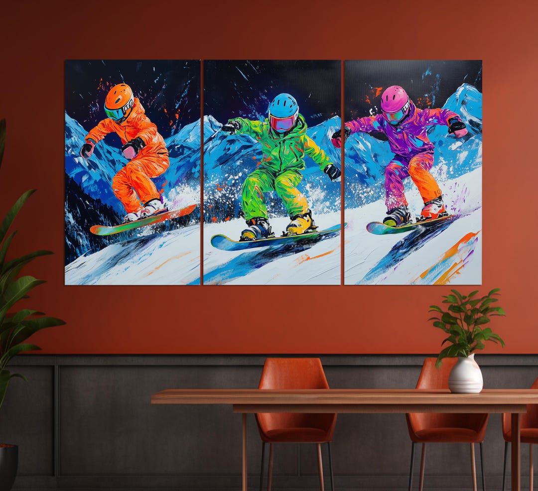 Snowboarders Kids Painting in a Graffiti Style Canvas Print ...