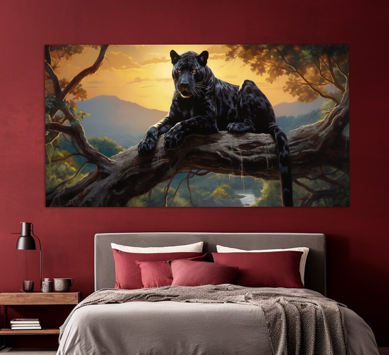 Beautiful Panther on the Tree Canvas Print, Wild Animals Wall Art ...