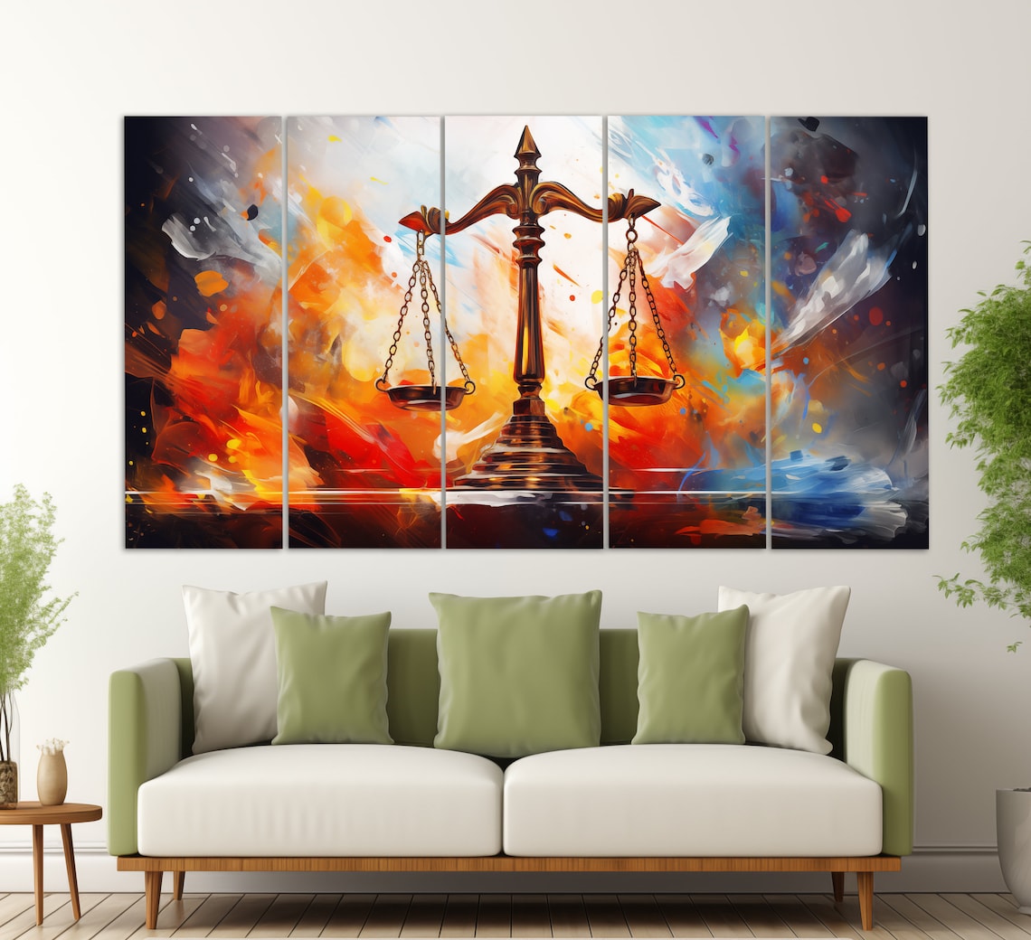 Scales of Justice Canvas Print in an Oil Painting Style, Justice Wall ...
