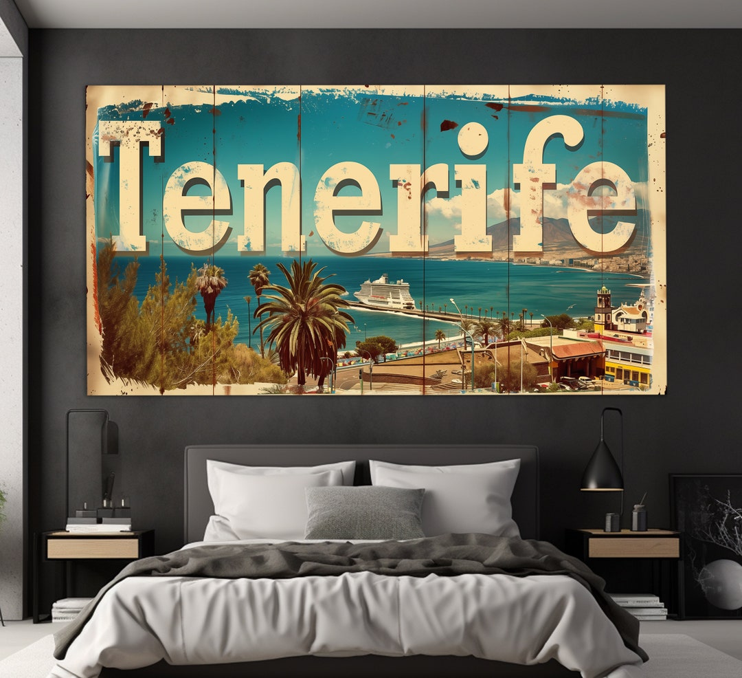 Retro Tenerife Sign Canvas Print, Abstract Tenerife Wall Art, Canary ...