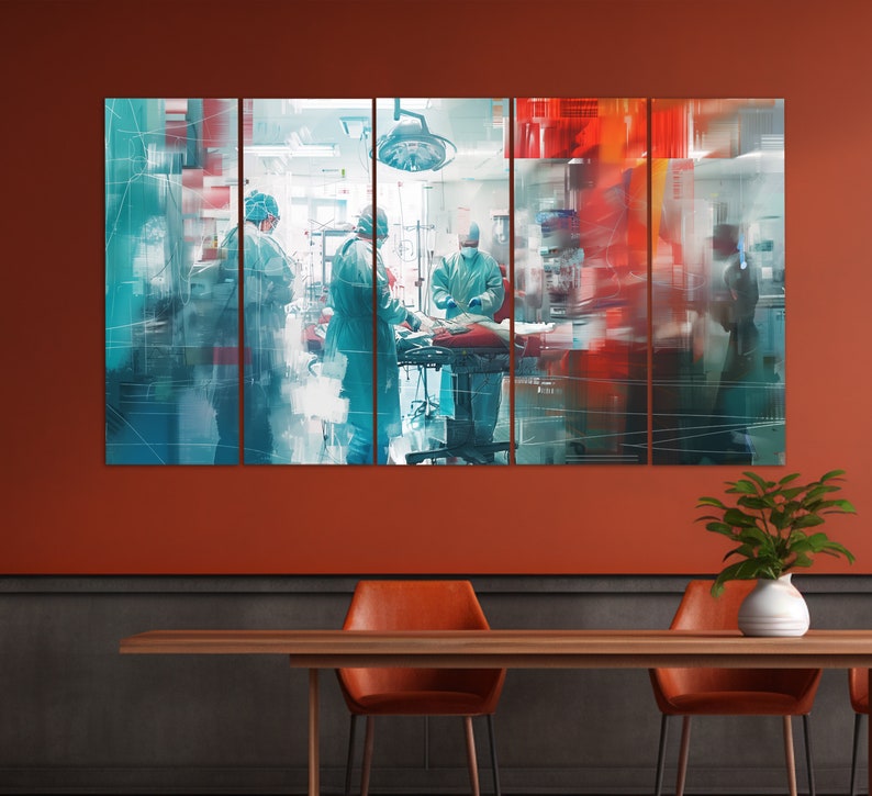 Abstract Surgery Wall Art, Operating Room Canvas Print in an Oil ...