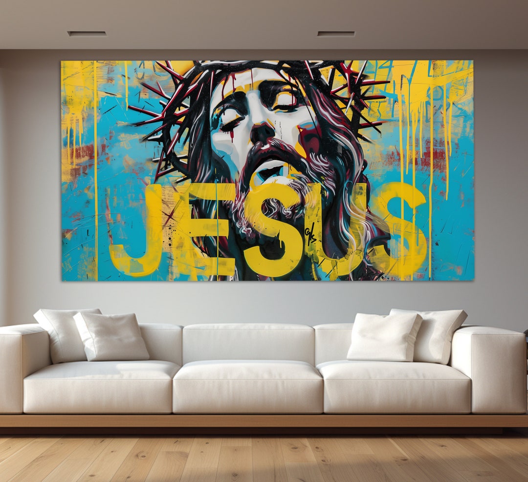 Jesus Abstract Canvas Print, Jesus Painting, Jesus Wall Art, Religious ...
