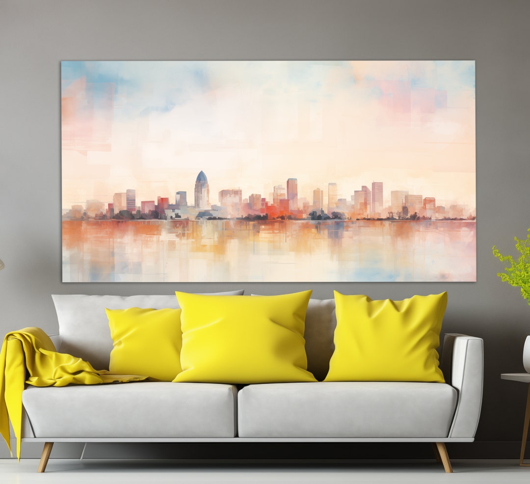Tulsa Canvas Print, Neutral Colors Tulsa Painting, Abstract Tulsa Wall ...