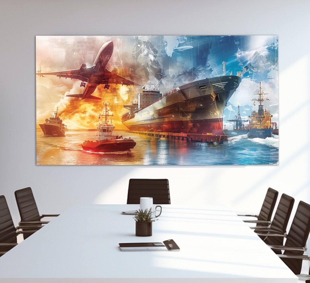 Logistics Wall Art, Logistics Office Wall Decor, Plane and Ships Print ...
