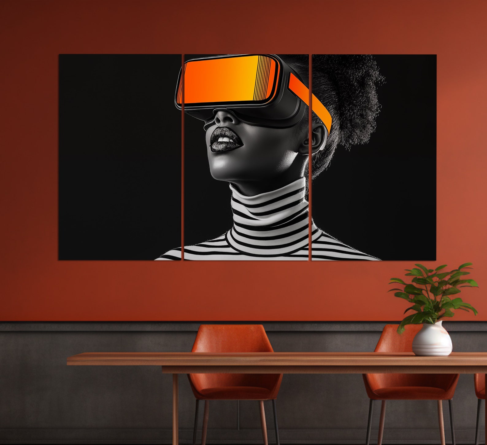 African Girl in VR Glasses Abstract Canvas Print, Virtual Reality Wall ...