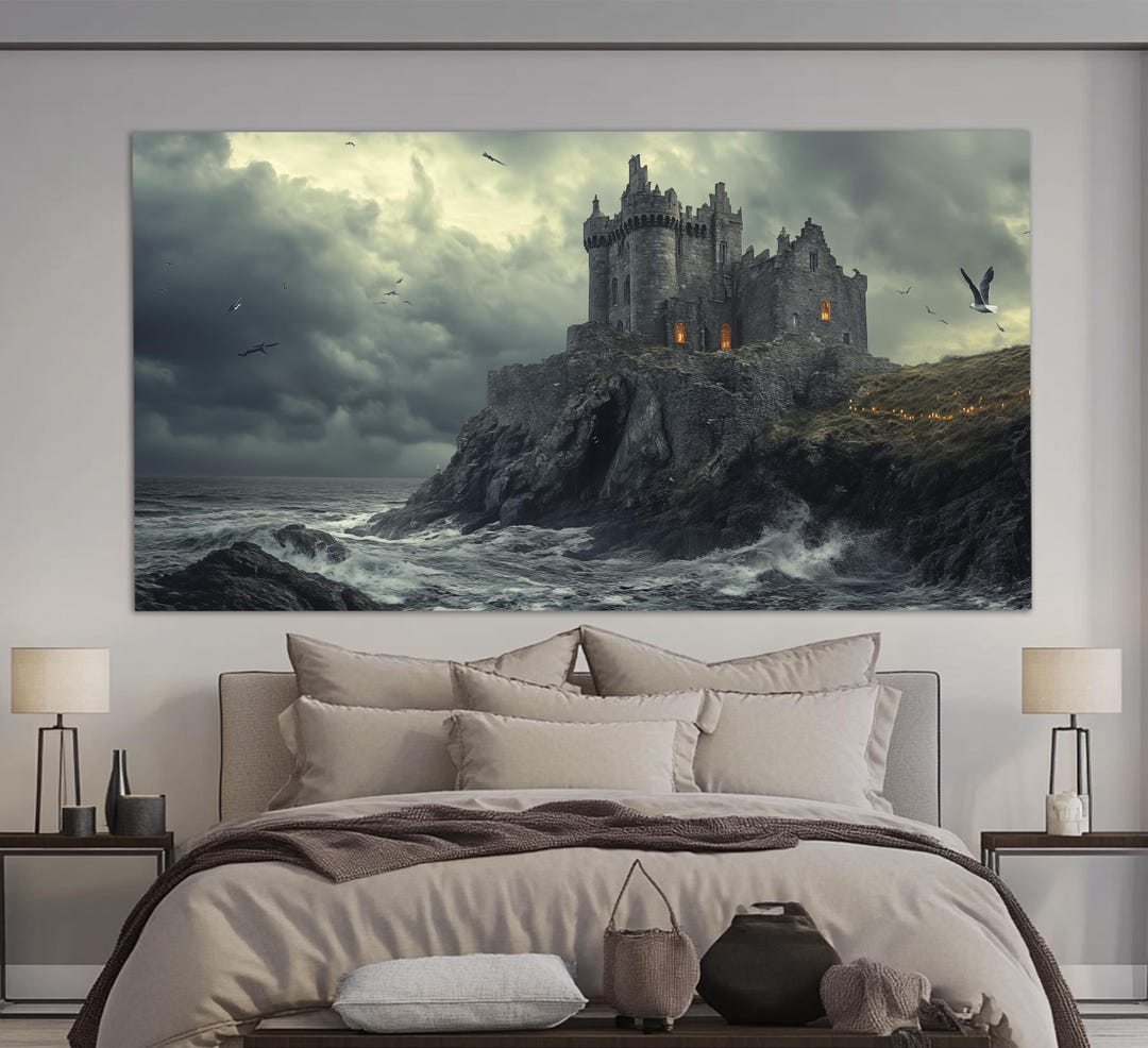 Ancient Irish Castle Canvas Print in a Vintage Oil Painting Style ...